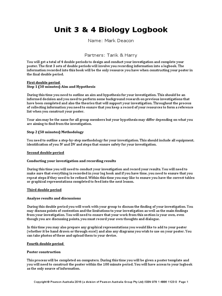 BIo Logbook Current | PDF