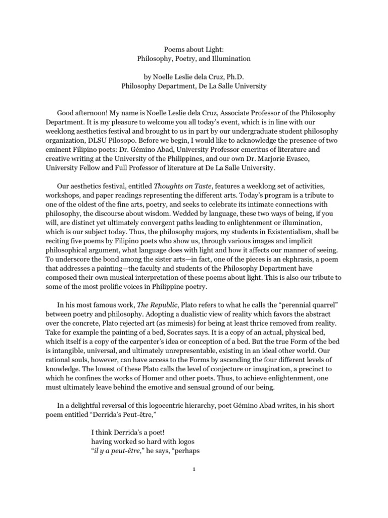 Poems About Light | PDF | Plato | Martin Heidegger