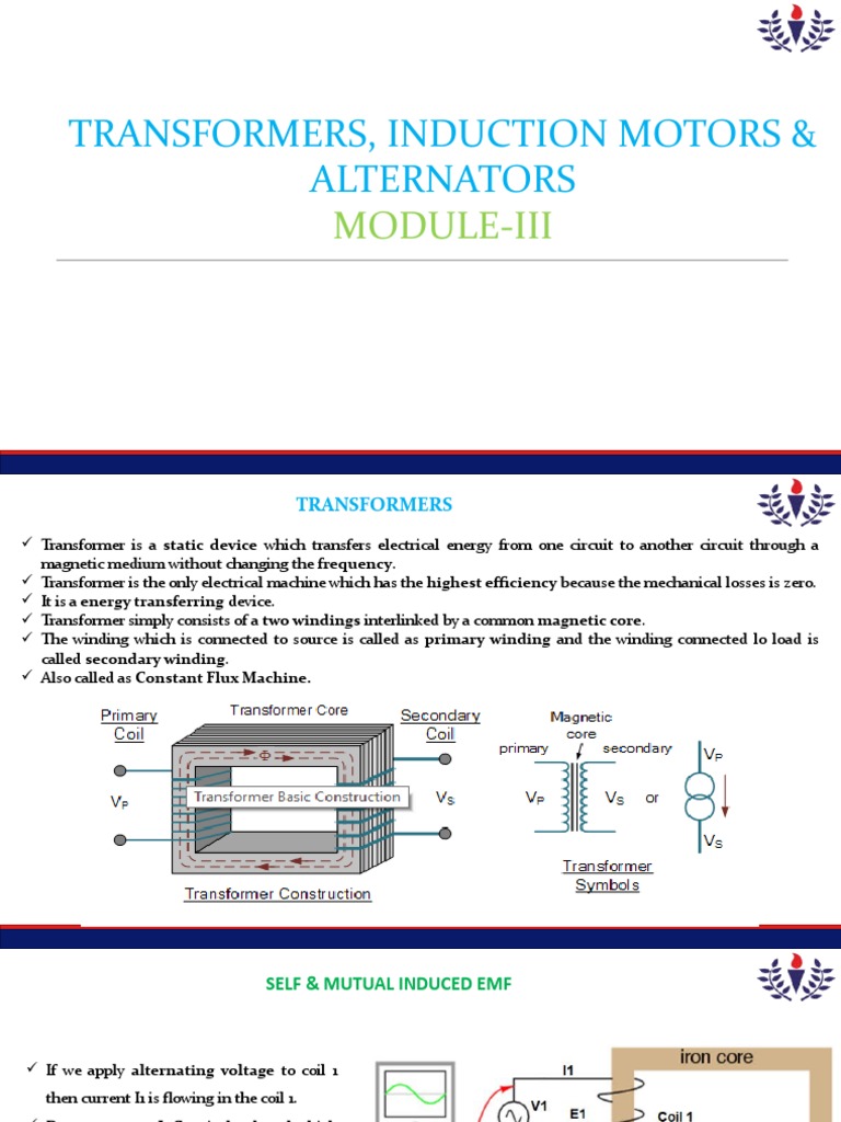 Transformers, Induction Motors & Alternators | PDF | Electric Motor ...