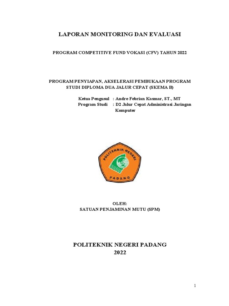 Laporan Monitoring Dan Evaluasi CF Prodi d2 JC Ajk | PDF