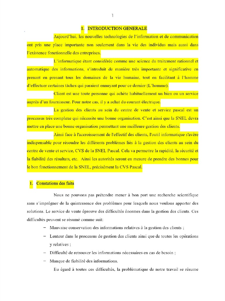 Gestion Des Clients Cas de La Snel Cvs Pascal | PDF