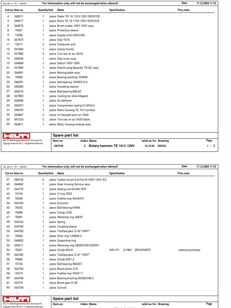 Hilti Te16-C | PDF | Electrical Engineering | Equipment