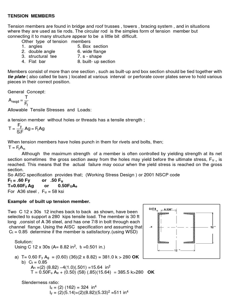 03 Intro. Tension Member | PDF | Stress (Mechanics) | Screw