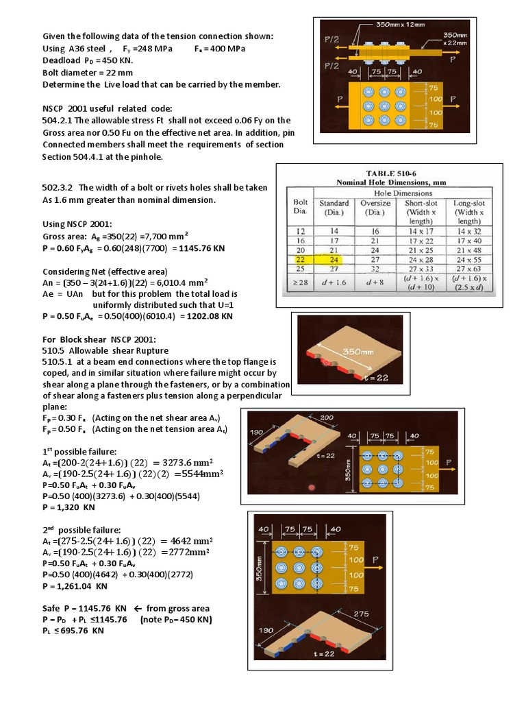 Tension member connection design and strength calculation | PDF | Screw ...