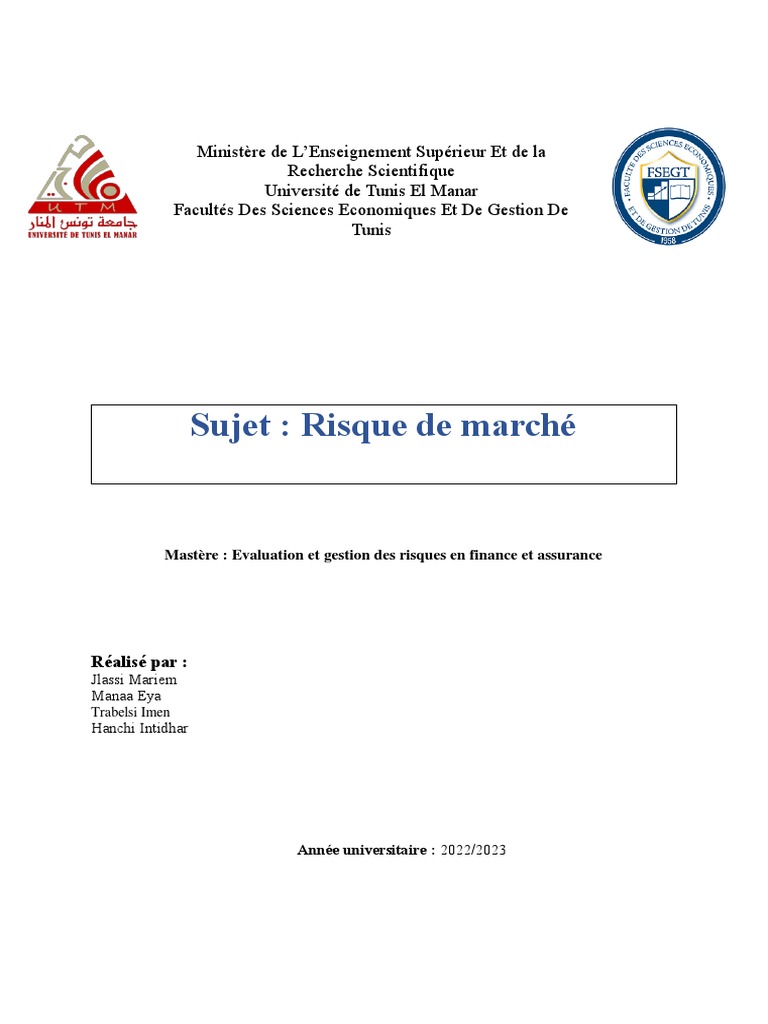 Risque de Marché Projet | PDF | Risque | Banques
