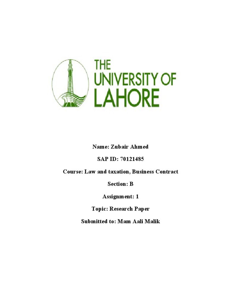 Zubair Ahmed Law Taxtion & Contract Mangment | PDF | Law Of Agency ...