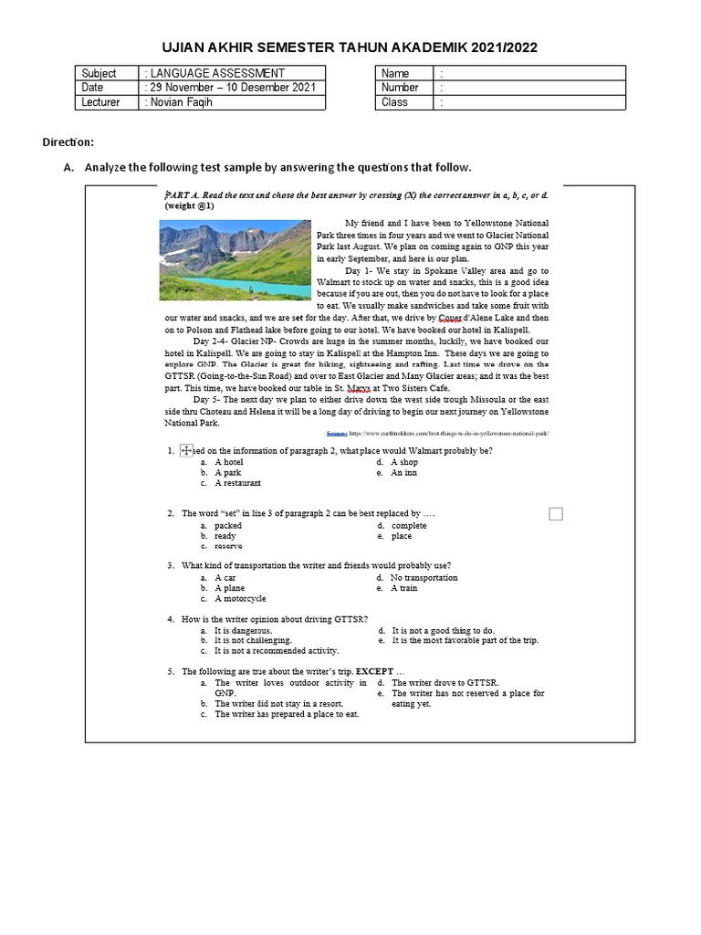 Language Assessment Final Exam 2021/2022 | PDF | Human Communication ...