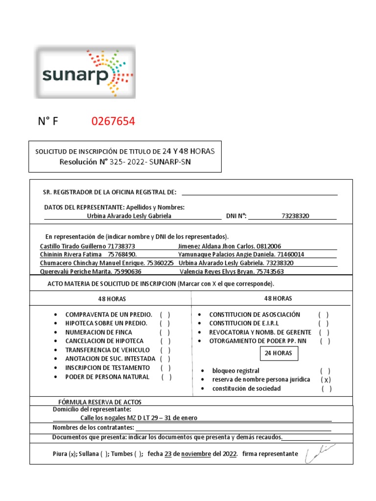 Formato 2 Sunarp | PDF