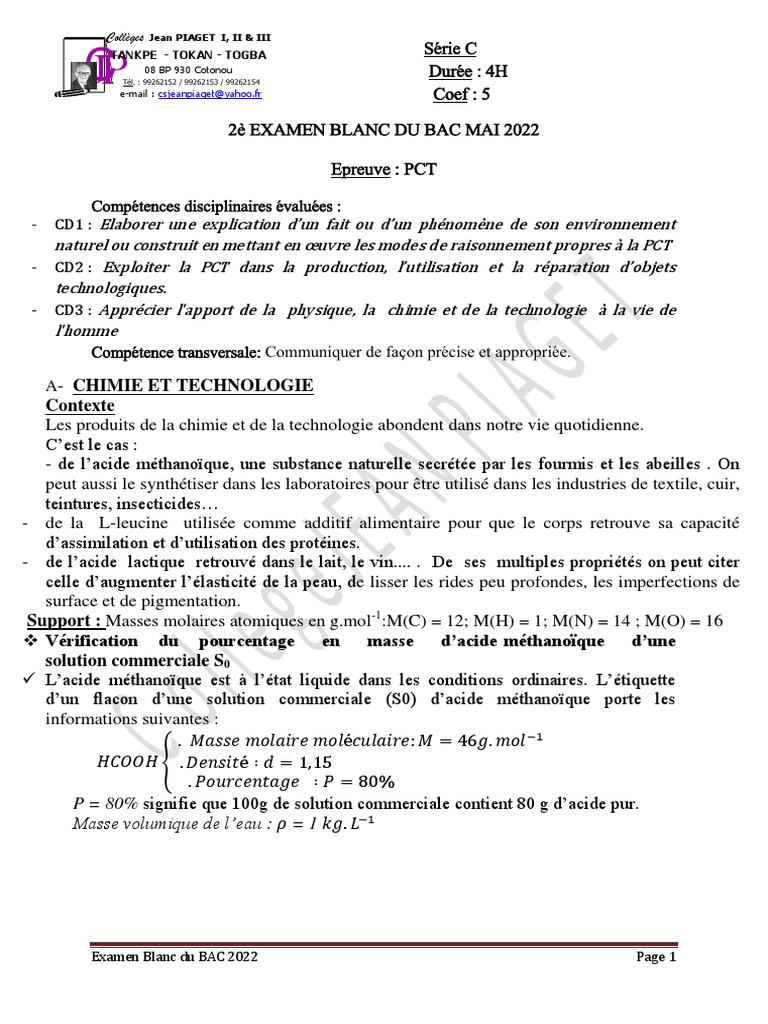 Jean Piaget TleC | PDF | Radioactivité | Résonance