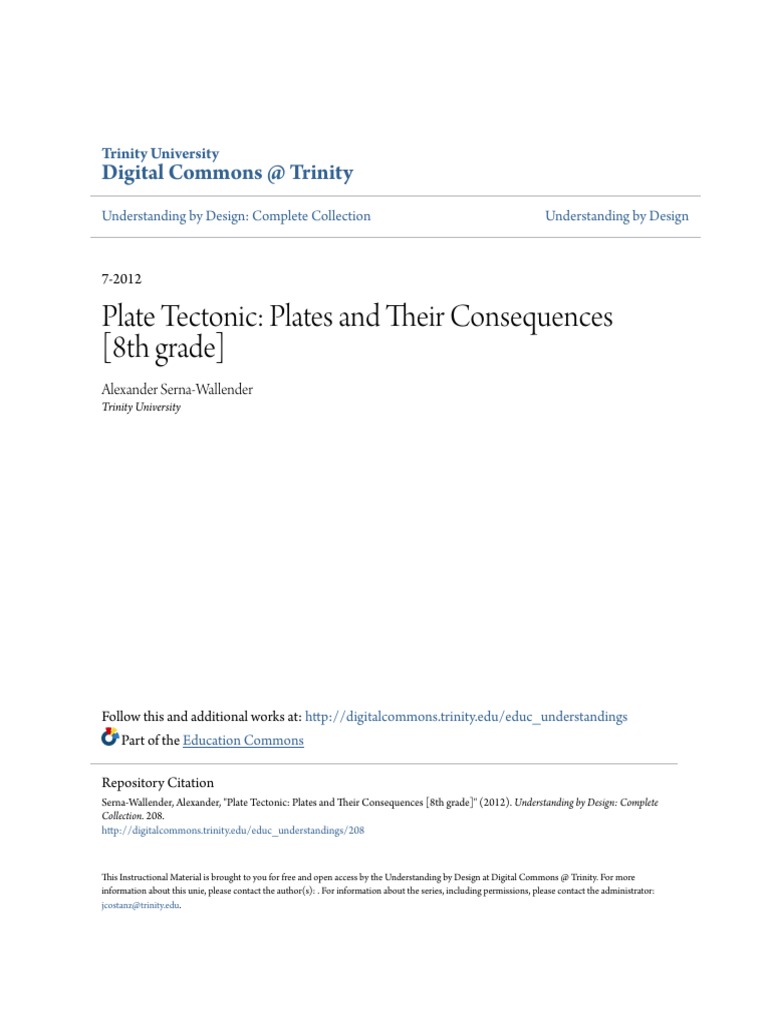 Plate Tectonic - Plates and Their Consequences (8th Grade) | PDF ...