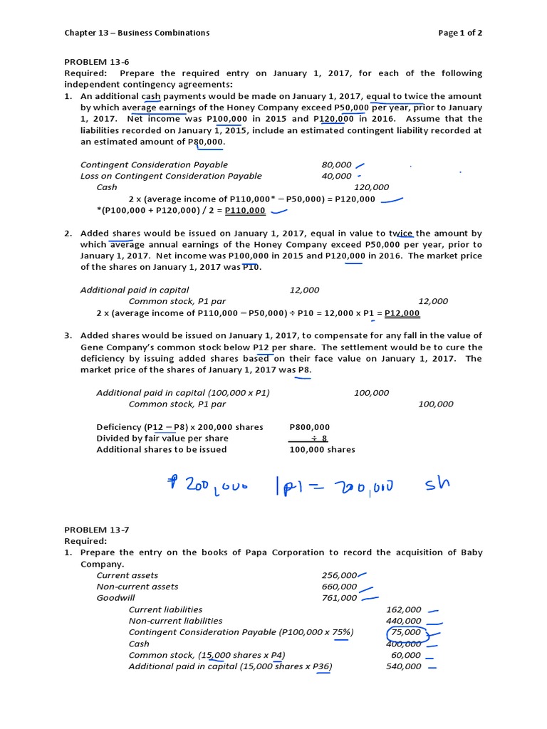 Chap 13 - 6 To 8 | PDF | Goodwill (Accounting) | Balance Sheet