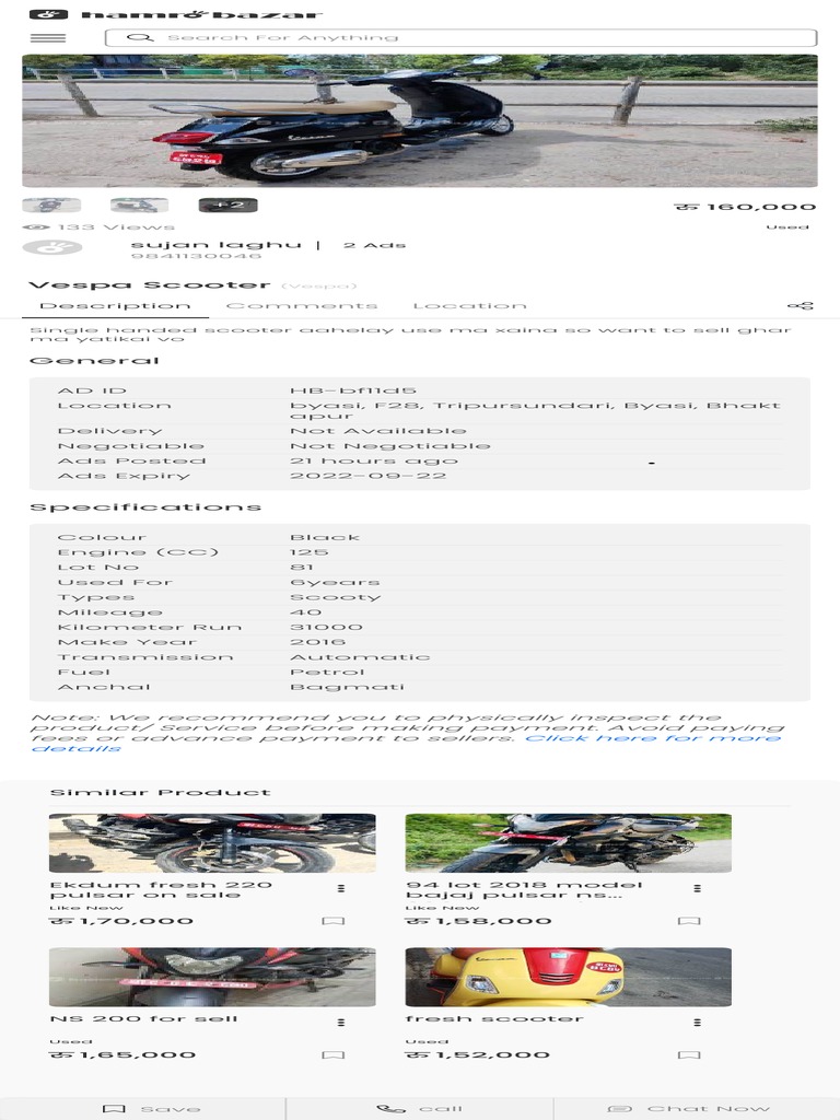 Vespa Scooter - Hamrobazar | PDF