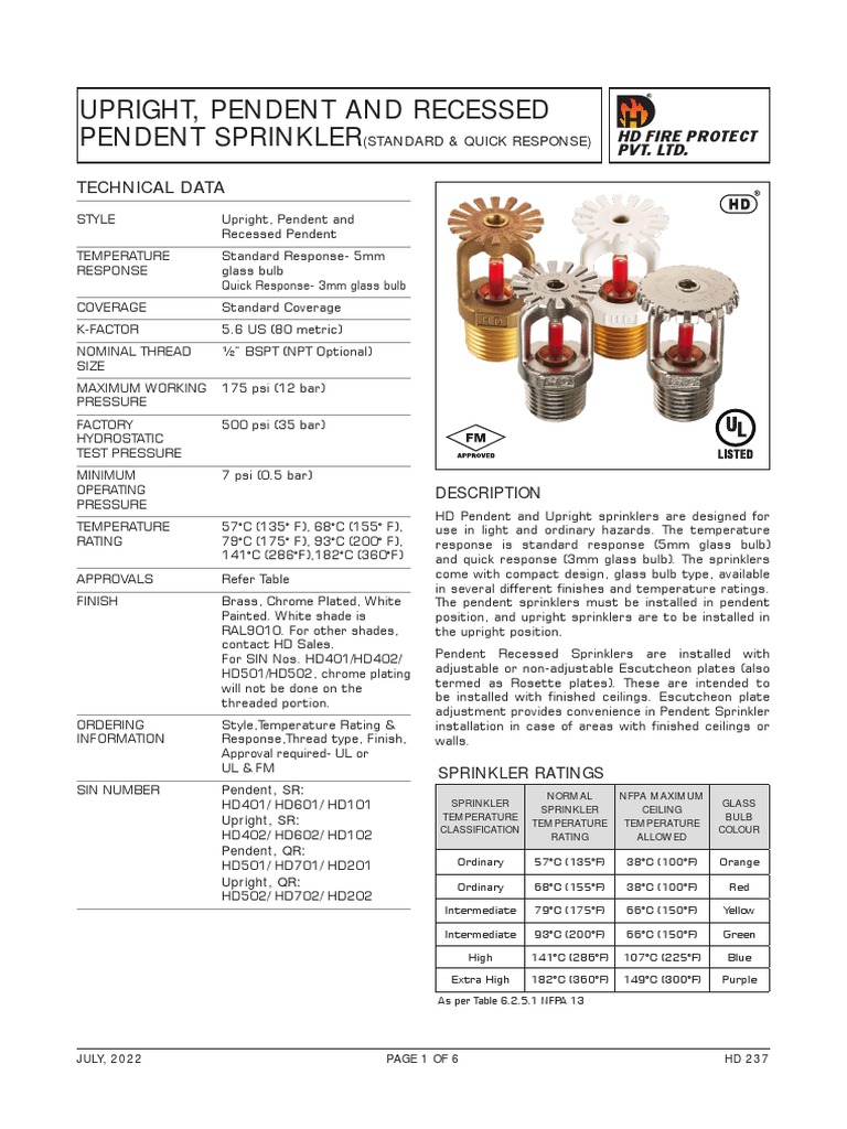 Quartzoid Bulb Detector | PDF | Fire Sprinkler System