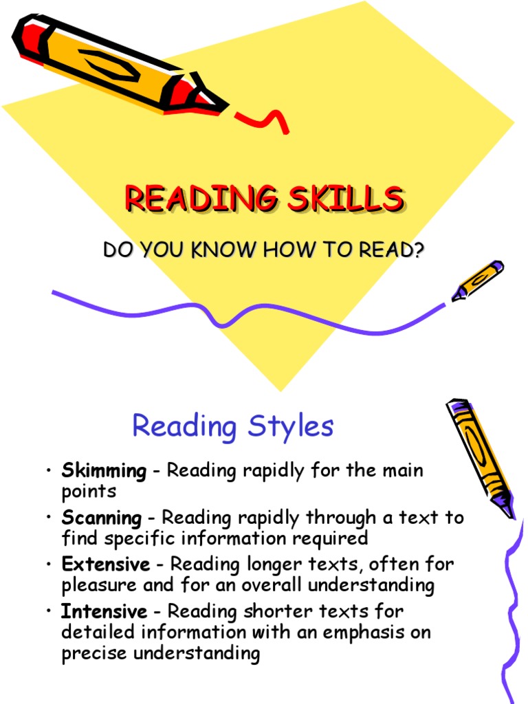 Using The Appropriate Reading Styles and Scanning For Specific Information | PDF | Speed Reading ...