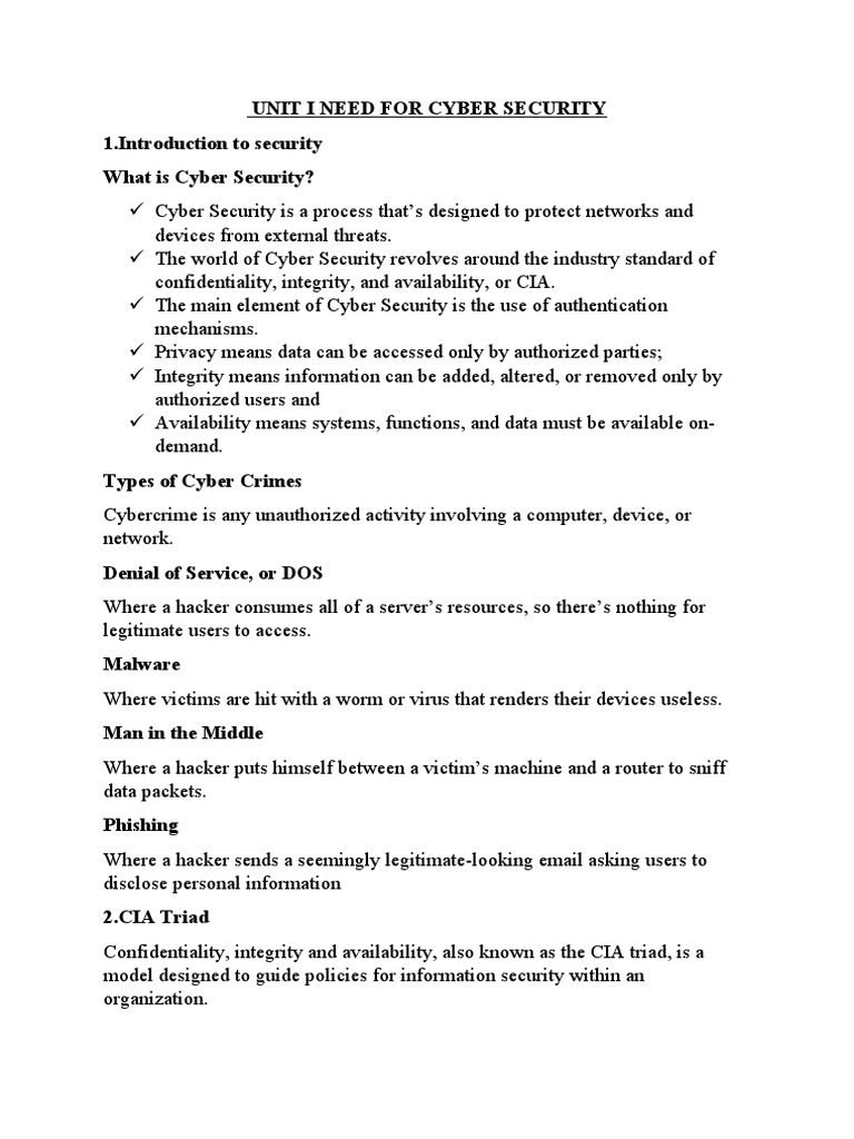 Unit 1 Cyber Security Download Free Pdf Information Security Security
