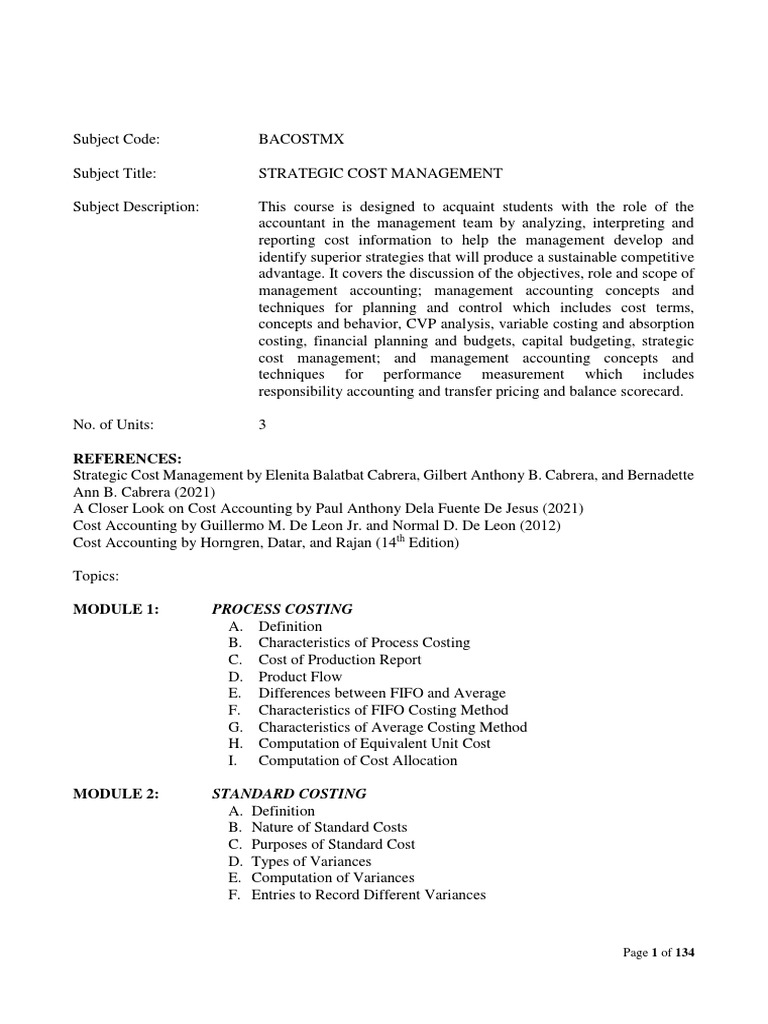 N. Cruz-Course Material For Strategic Cost Management | PDF | Inventory ... N. Cruz-Course Material For Strategic Cost Management | PDF | Inventory ...