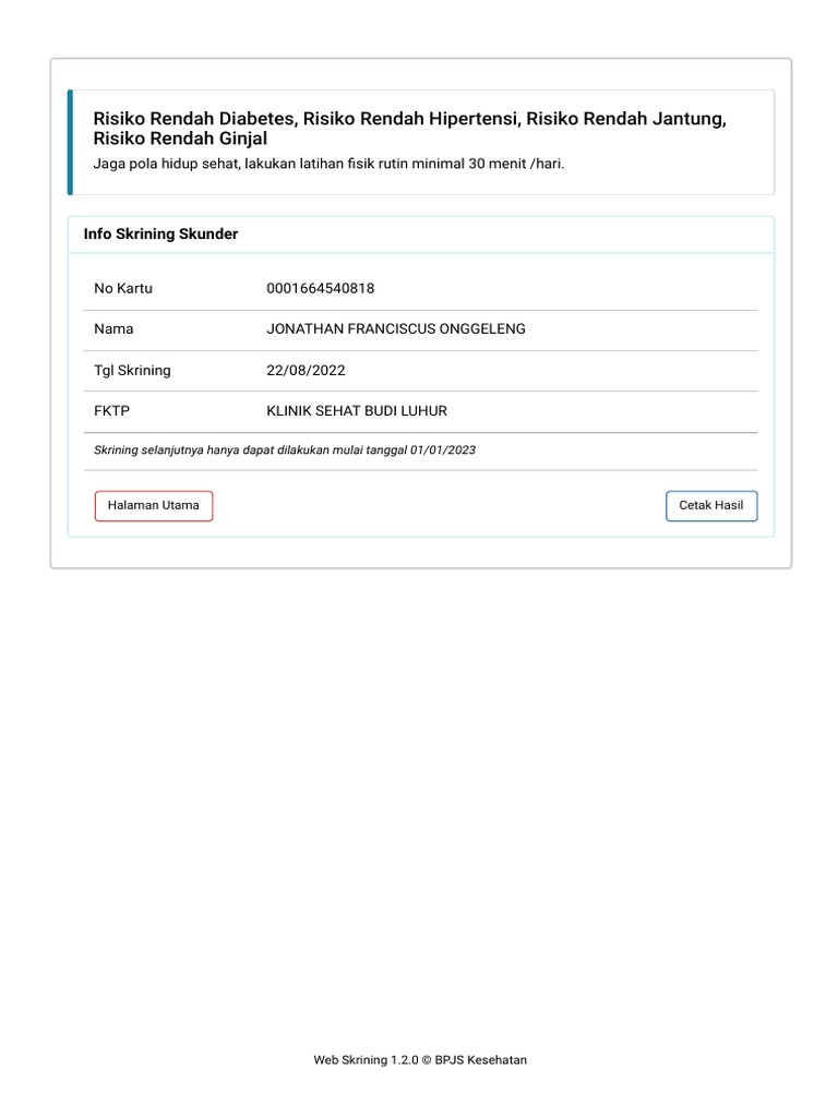 Web Skrining BPJS Kesehatan | PDF
