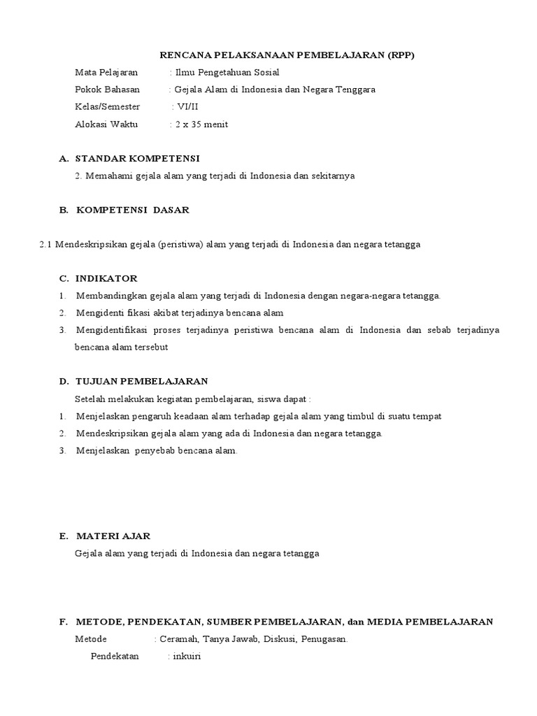 Contoh RPP Ips Inquiry | PDF
