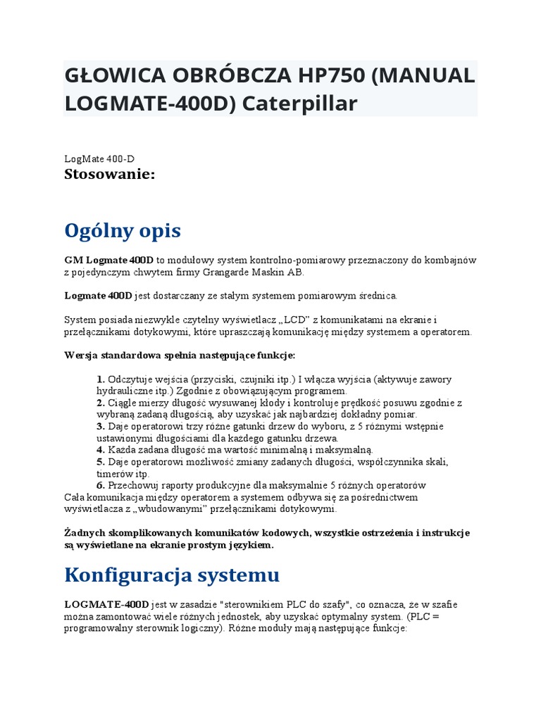 Logmate 400d PL | PDF