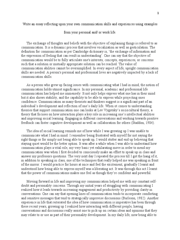 Reflecting on My Communication Skills | PDF | Communication | Experience