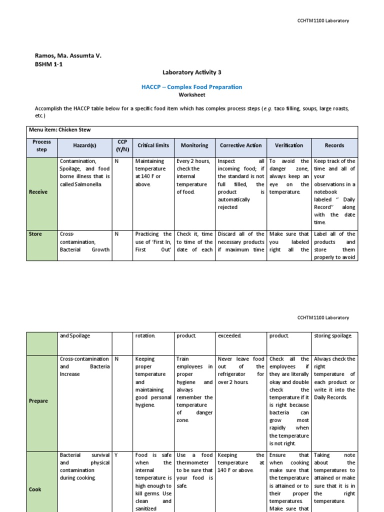 3 HACCP Complex Food | PDF | Foods | Hygiene