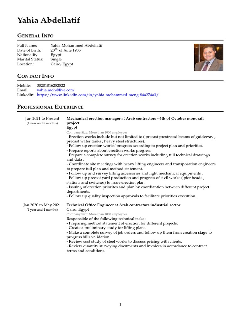 Yahia Moh CV | PDF | Business | Economic Sectors