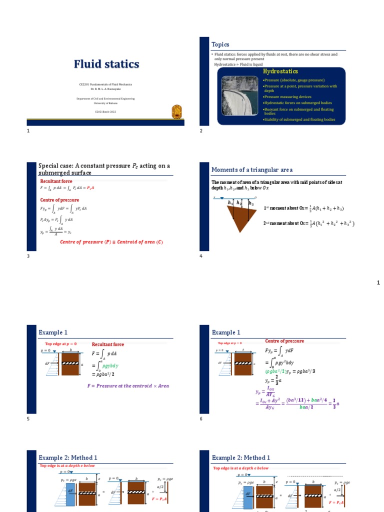 2-Fluid Statics-Lecture Note 2 | PDF | Buoyancy | Pressure