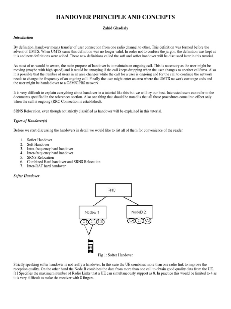 Understanding Handover Types in UMTS | PDF | Radio Resource Management ...