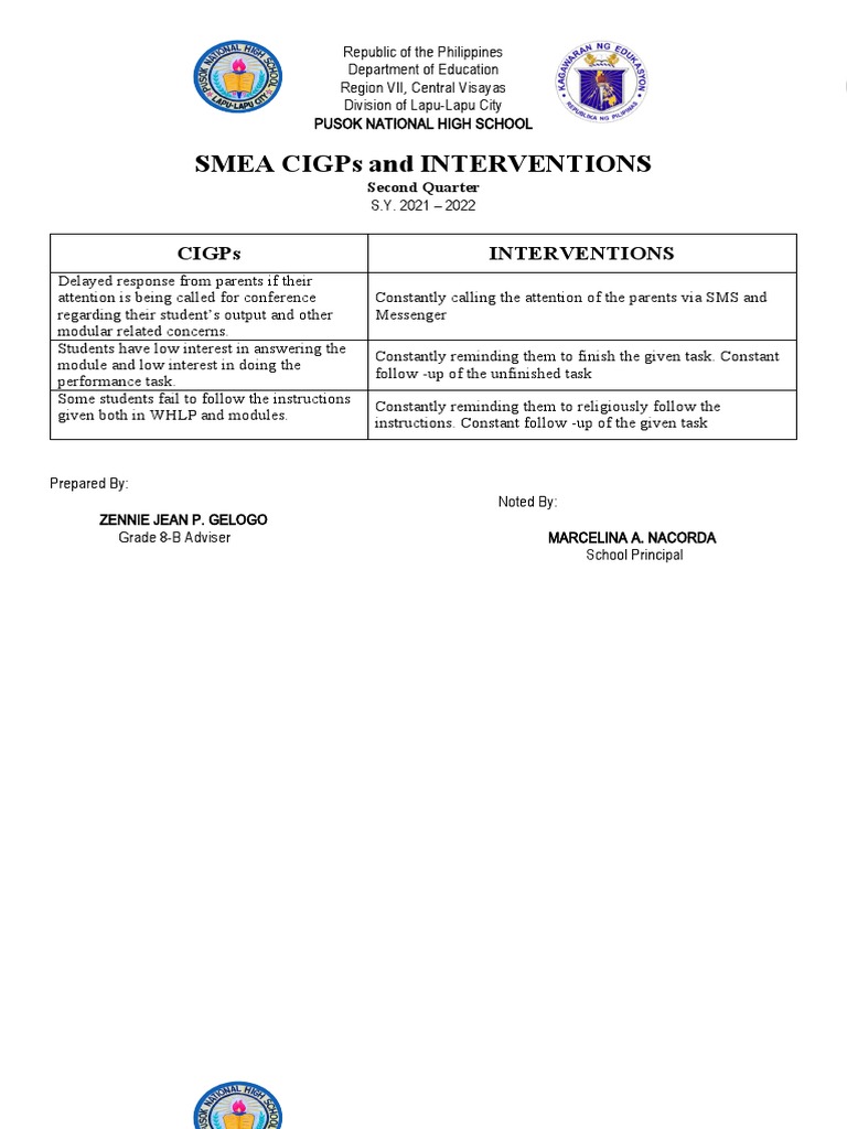 8B - SMEA CIGPs Interventions | PDF