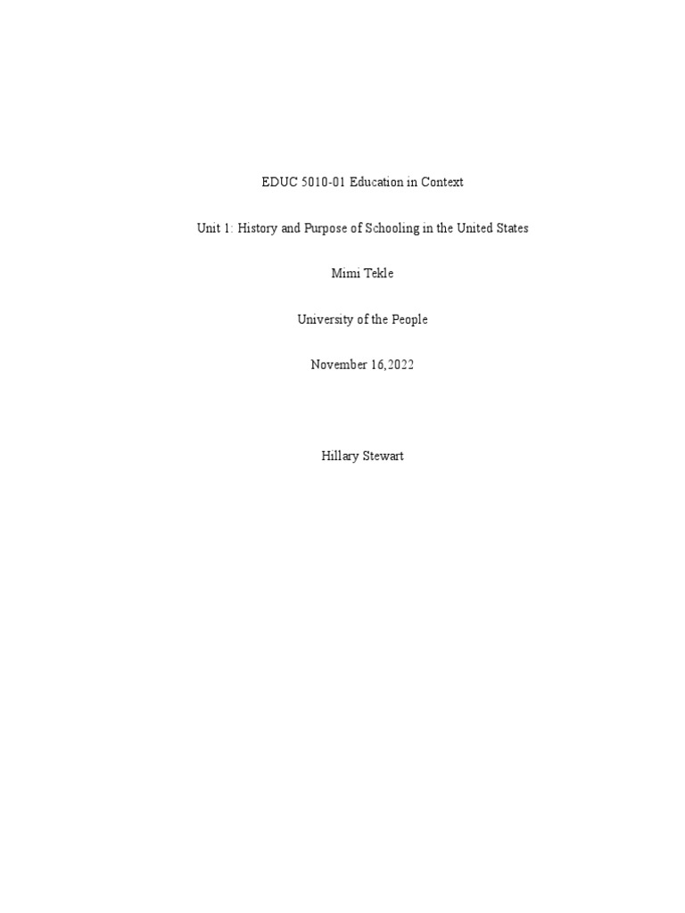 Unit 1 Written Assignment Pdf Learning John Dewey