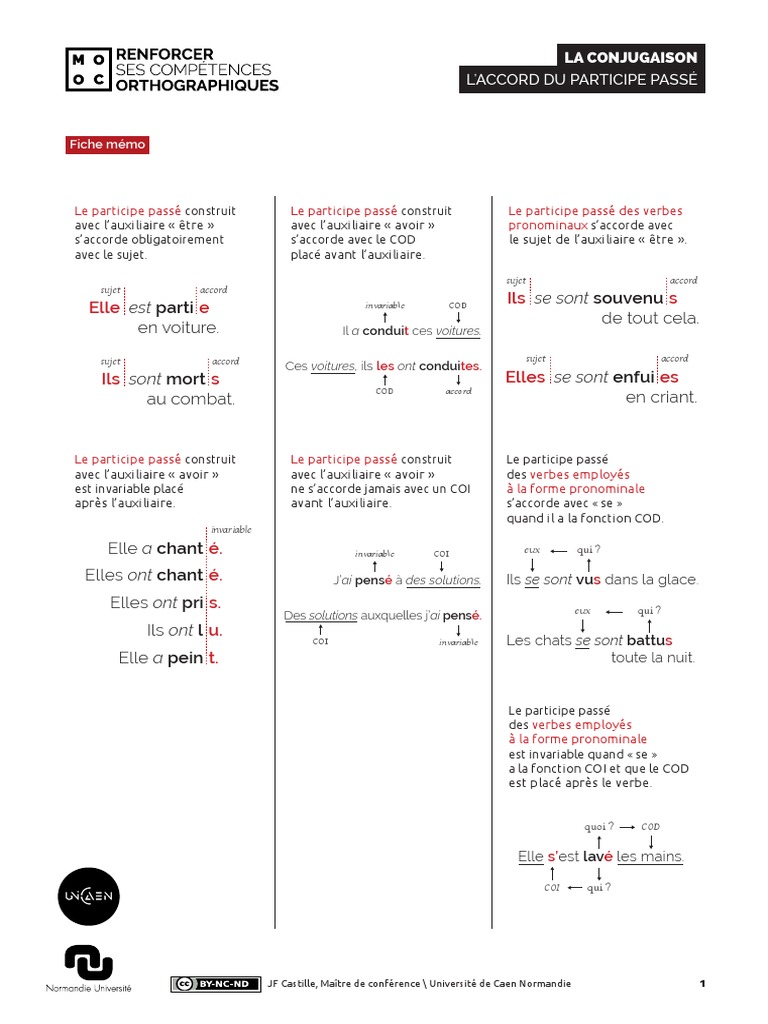 Accord du Participe Passé en Français | PDF | Typologie linguistique ...