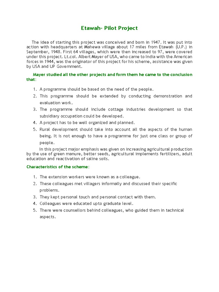 Etawah Pilot Project Overview 1948 | PDF | Career & Growth | Social Science