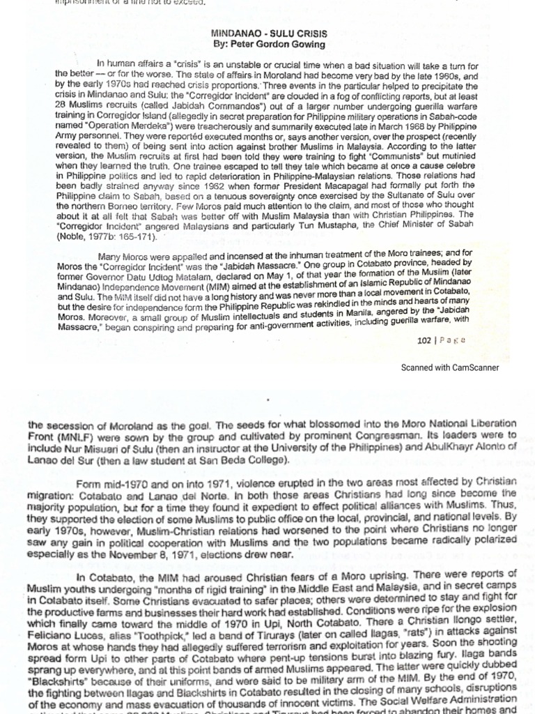 Mindanao - Sulu Crisis | PDF