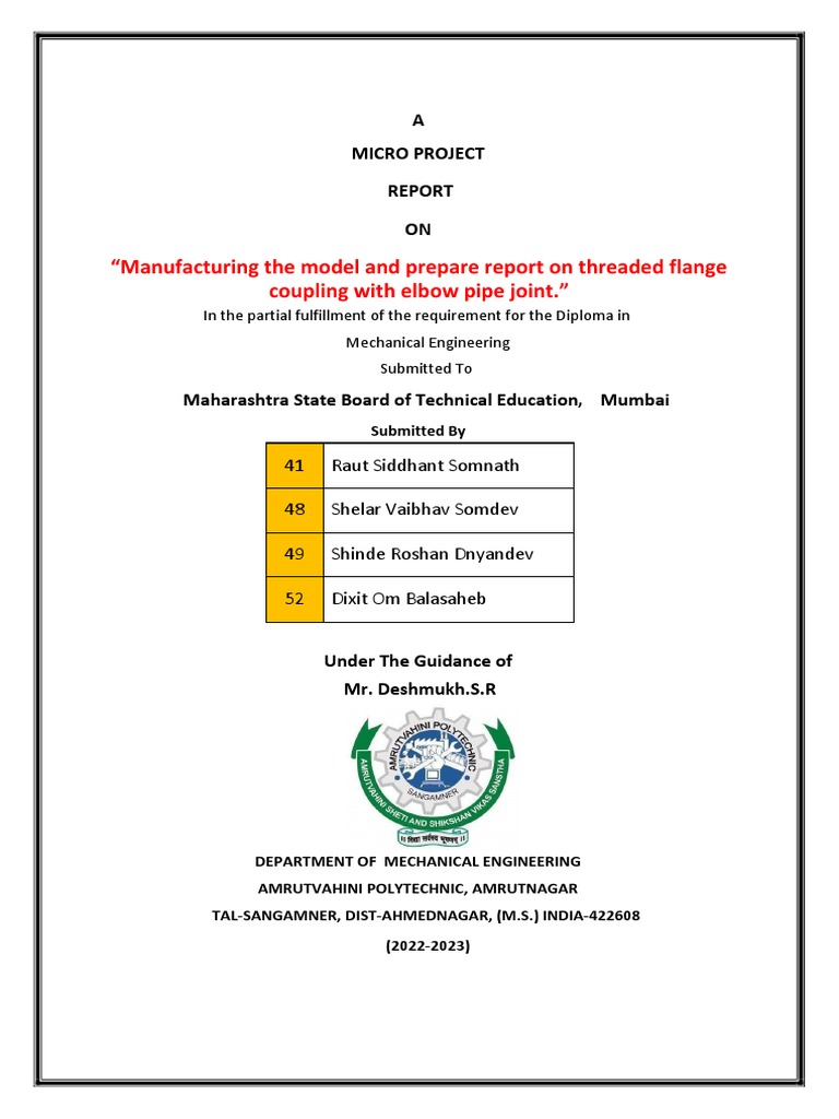 Flange Coupling Report | PDF | Pipe (Fluid Conveyance) | Plumbing
