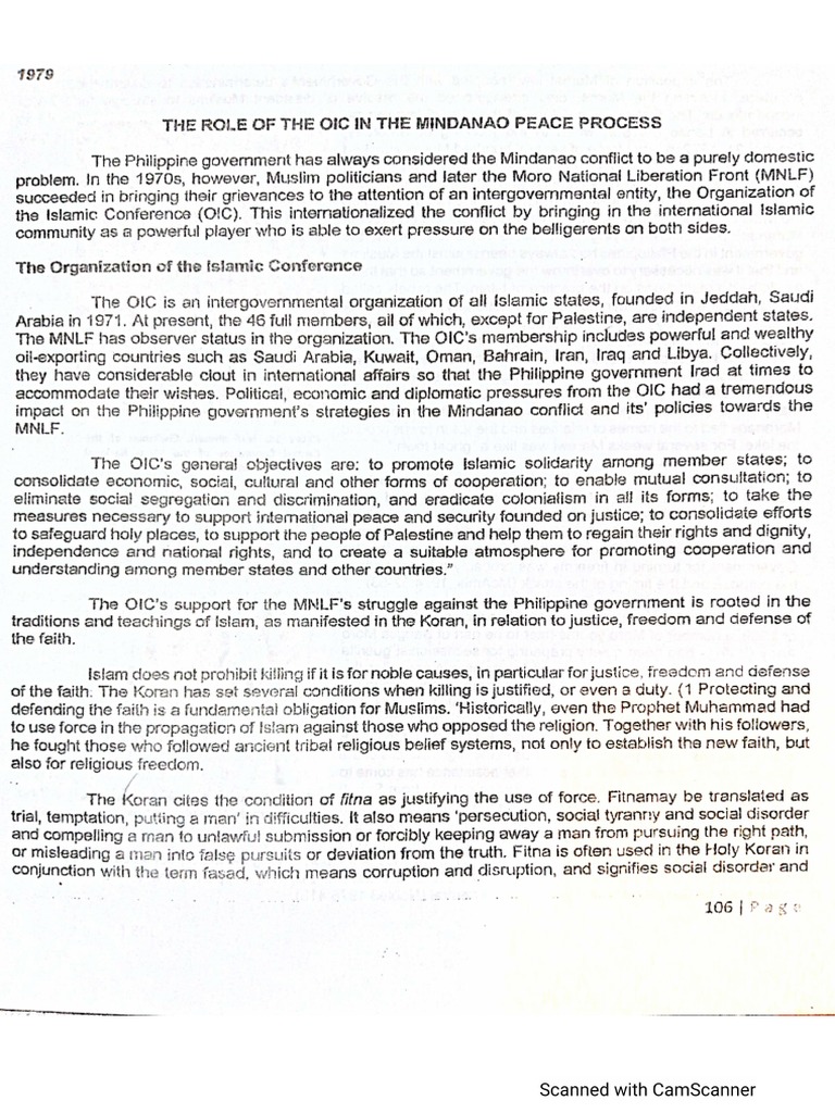 The Role of The OIC in The Peace Process | PDF