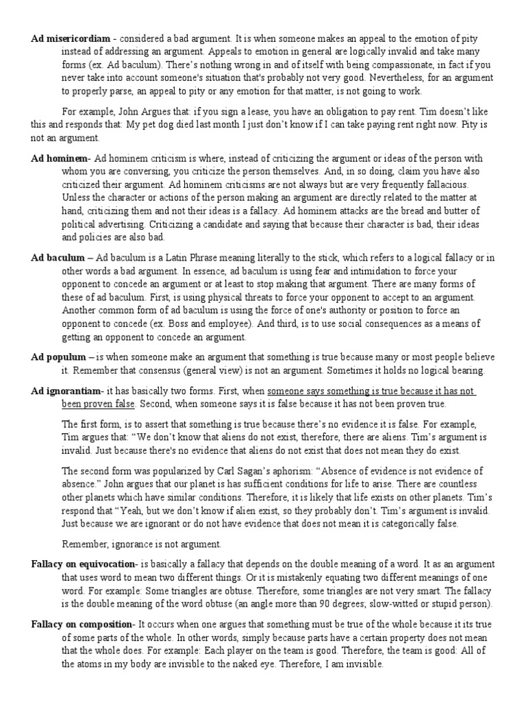 Types of Fallacies | PDF | Fallacy | Argument
