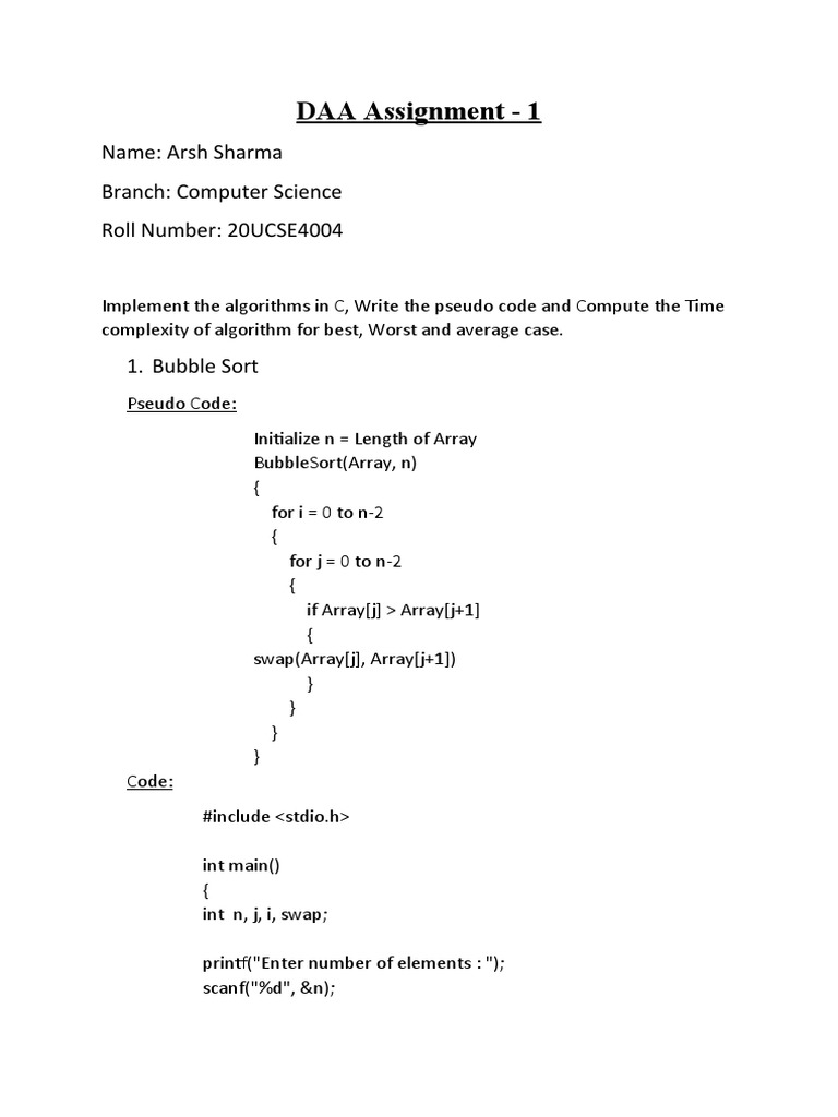 Daa Assignment Pdf Algorithms Computer Science