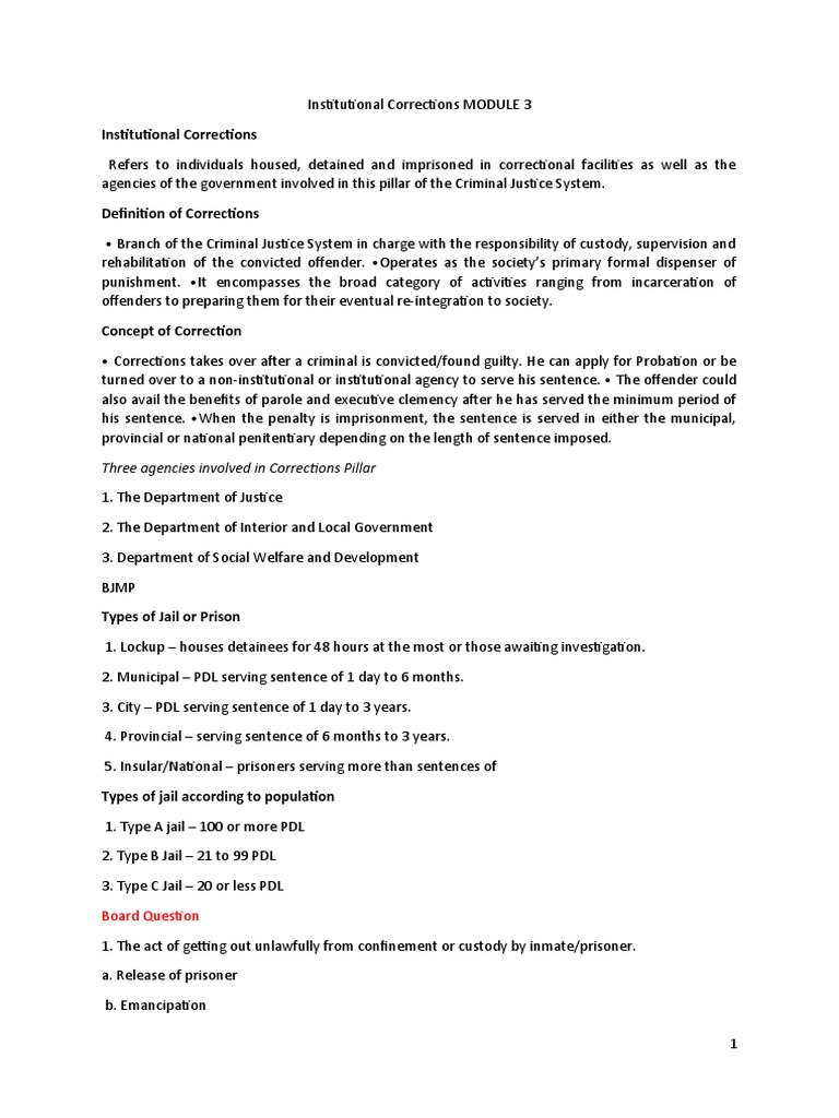 Institutional Corrections MODULE 3 | PDF | Prison | Punishments