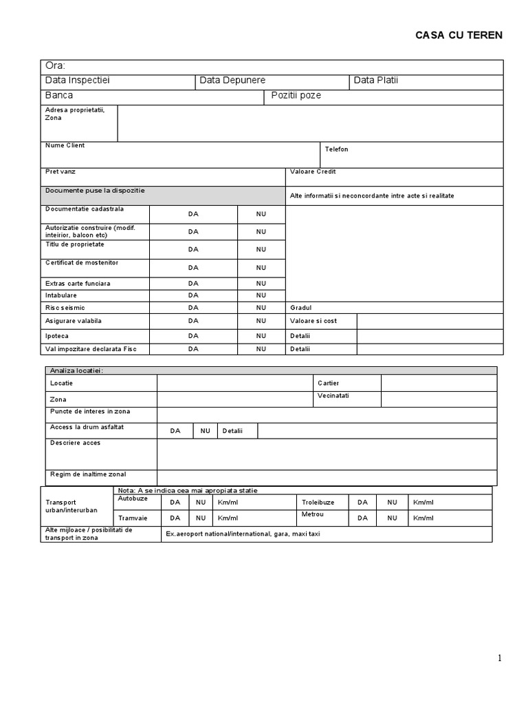 Formular Inspectie CASA CITY | PDF