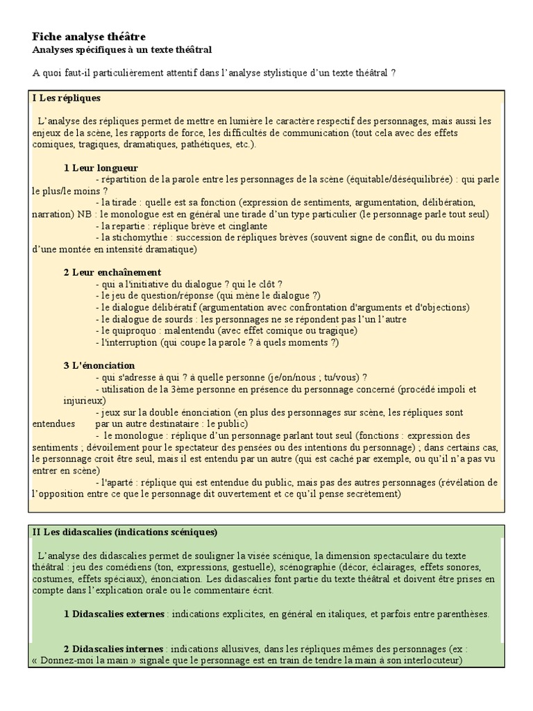 Analyse des répliques et didascalies | PDF | Théâtre