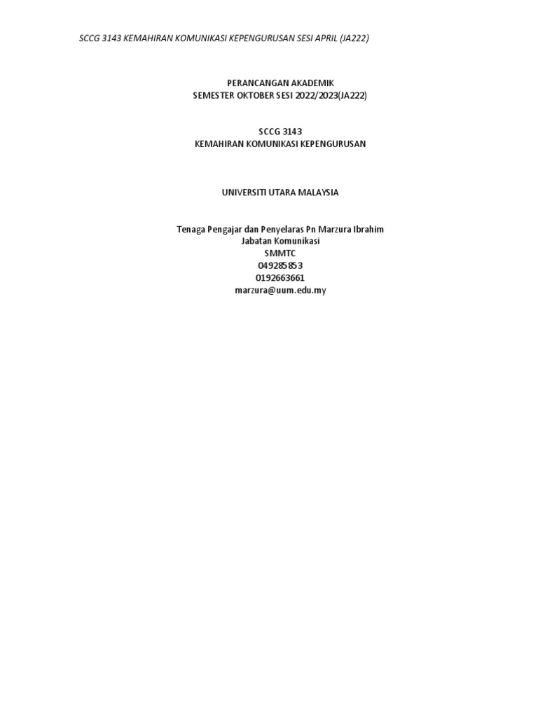 Kemahiran Komunikasi Pengurusan UUM | PDF