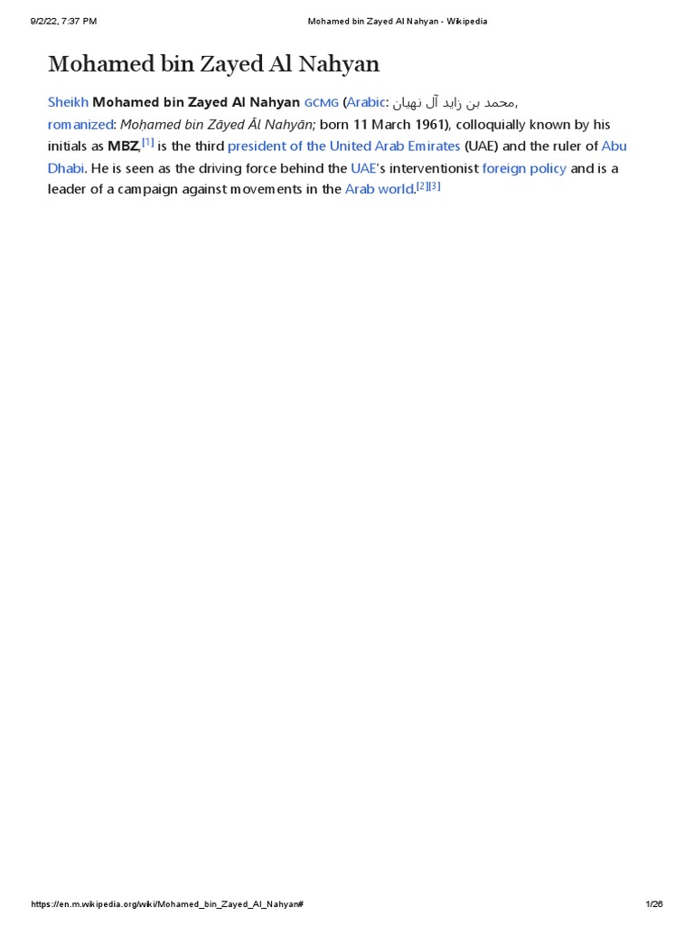 UAE's Influential Leader: MBZ | PDF | United Arab Emirates