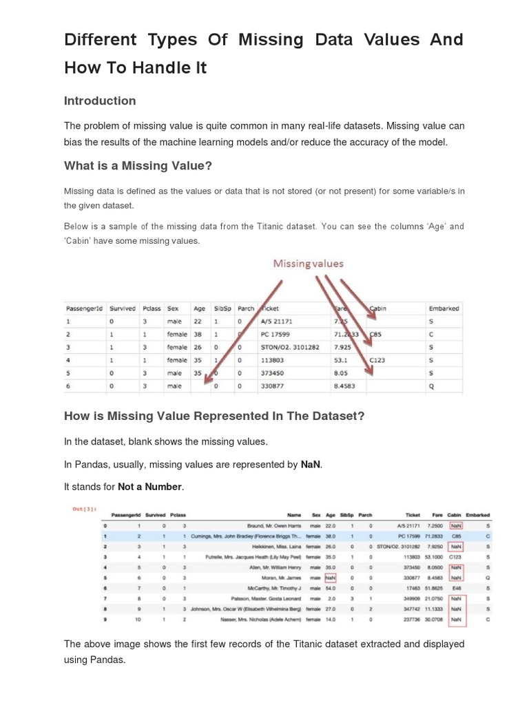 Missing Data Values and How To Handle It | PDF | Statistics | Applied Mathematics