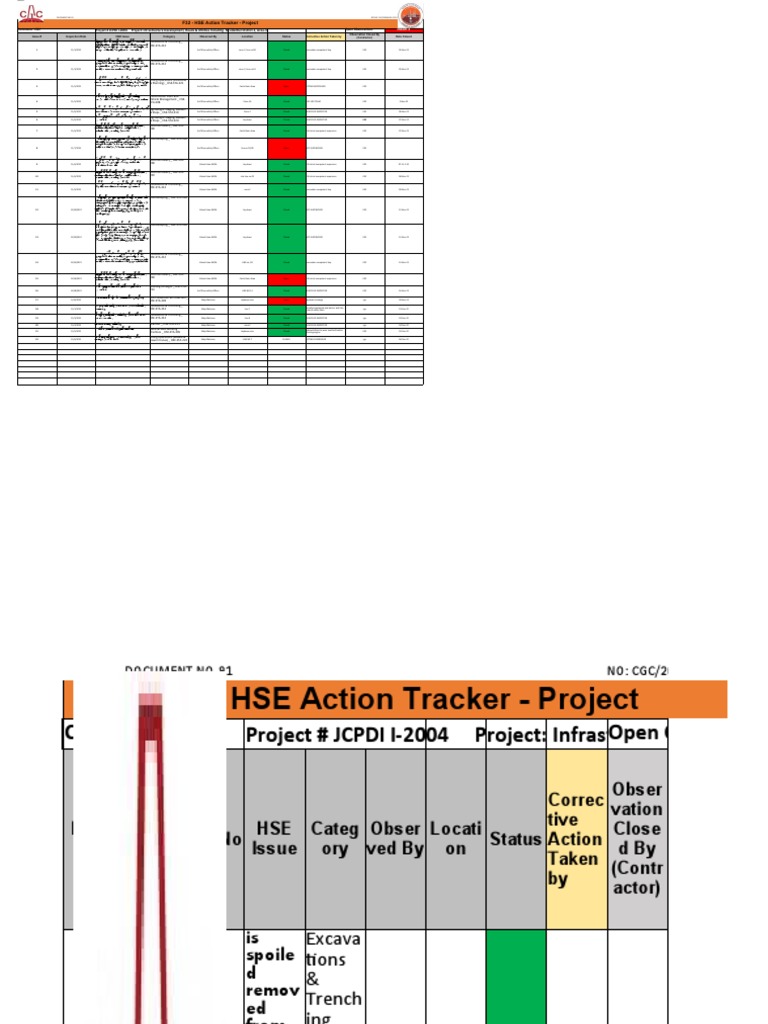 F32-SHE - Contractor HSE Action Tracker | PDF | Scaffolding | Safety