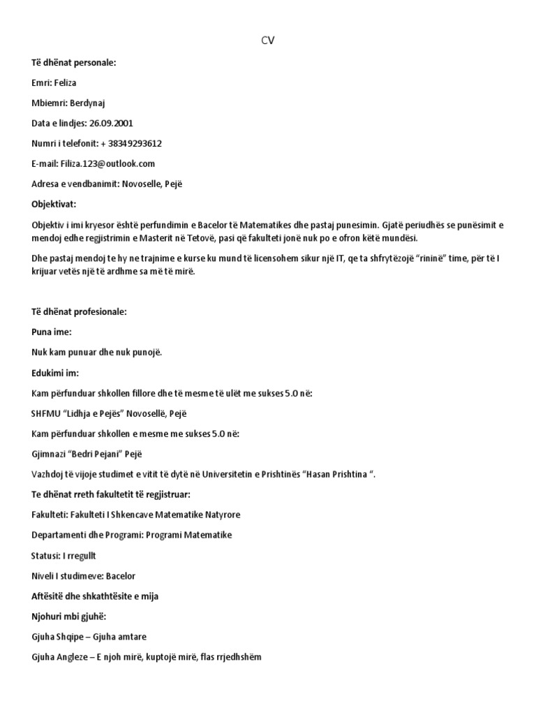 Të Dhënat Personale | PDF