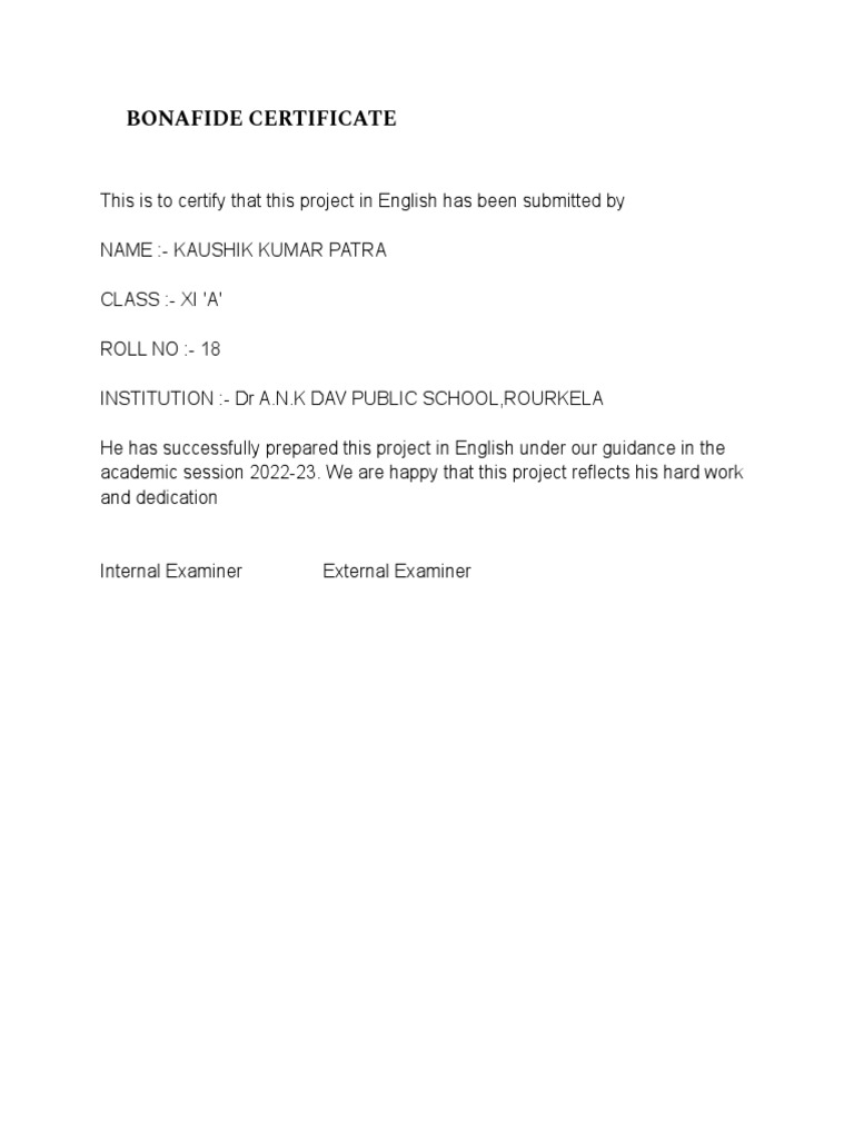 Bonafide Certificate | PDF