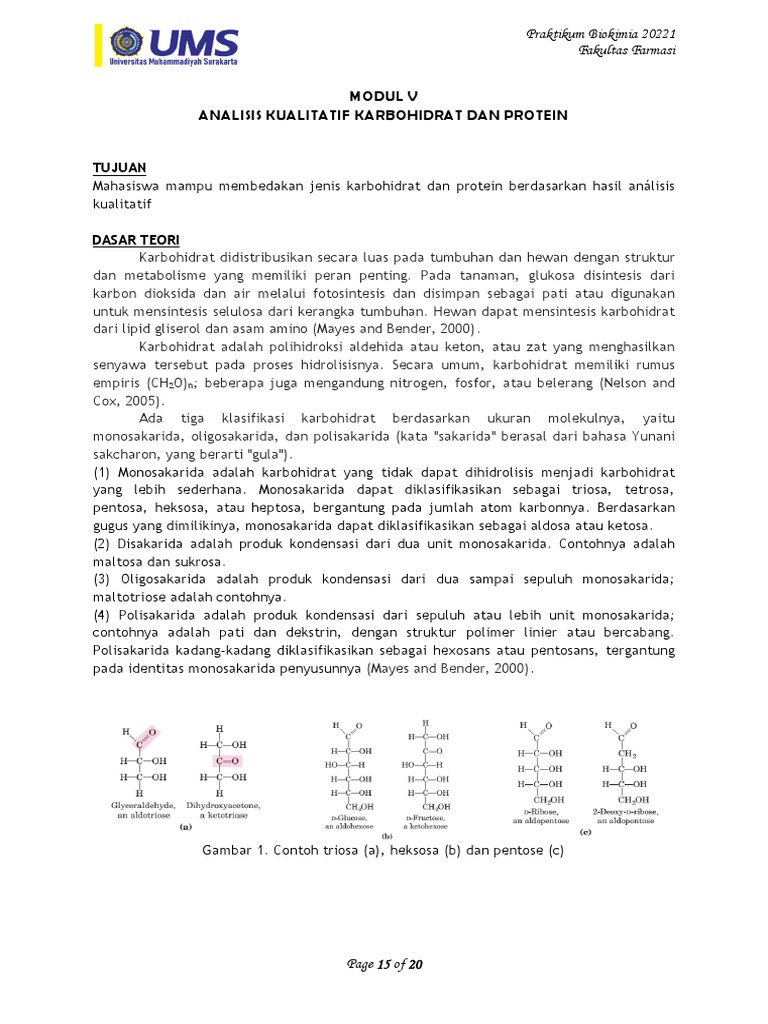 Modul V Analisis Kualitatif Karbohidrat Dan Protein: Tujuan | PDF