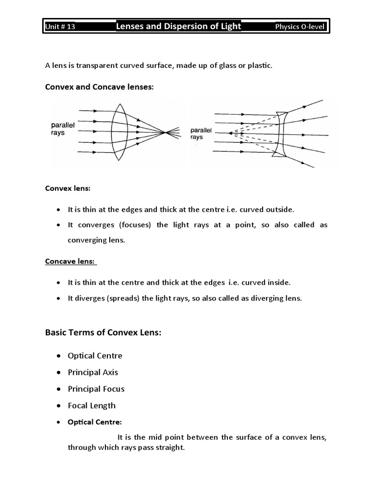 Convex & Concave Lenses Explained | PDF | Glass Engineering And Science ...
