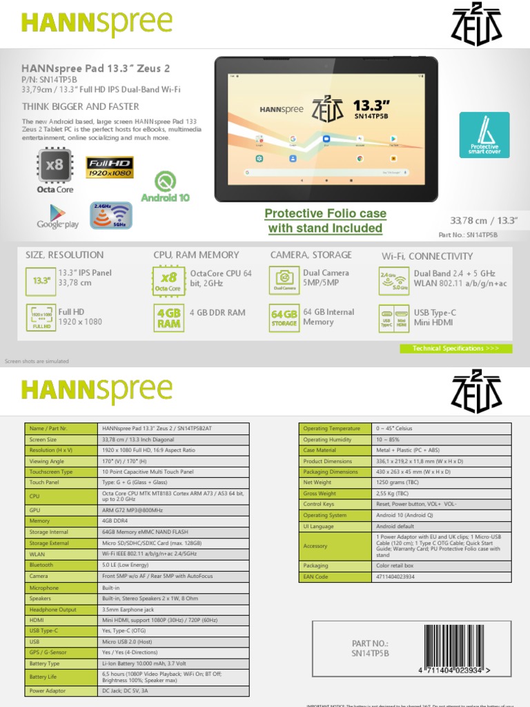 Hannspree Zeus 2 Tablet | PDF | Touchscreen | Usb