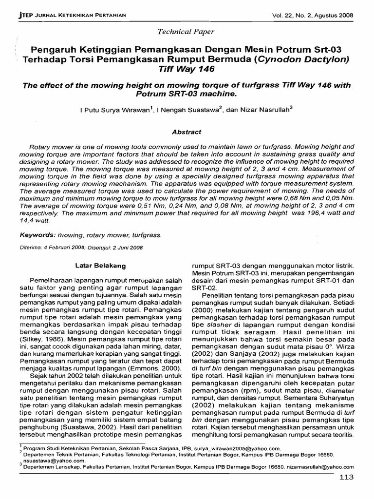 Jurnal Mesin Pemotong Rumput Rotari | PDF
